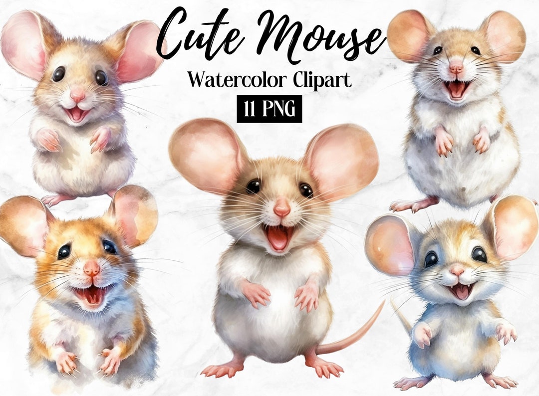 Cute Mouse Clipart - 11 High Quality Pngs - Digital Download - Card ...