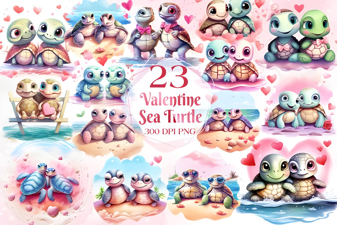 Valentine Cute Sea Turtle PNG Collection, Valentines Day Clipart ...