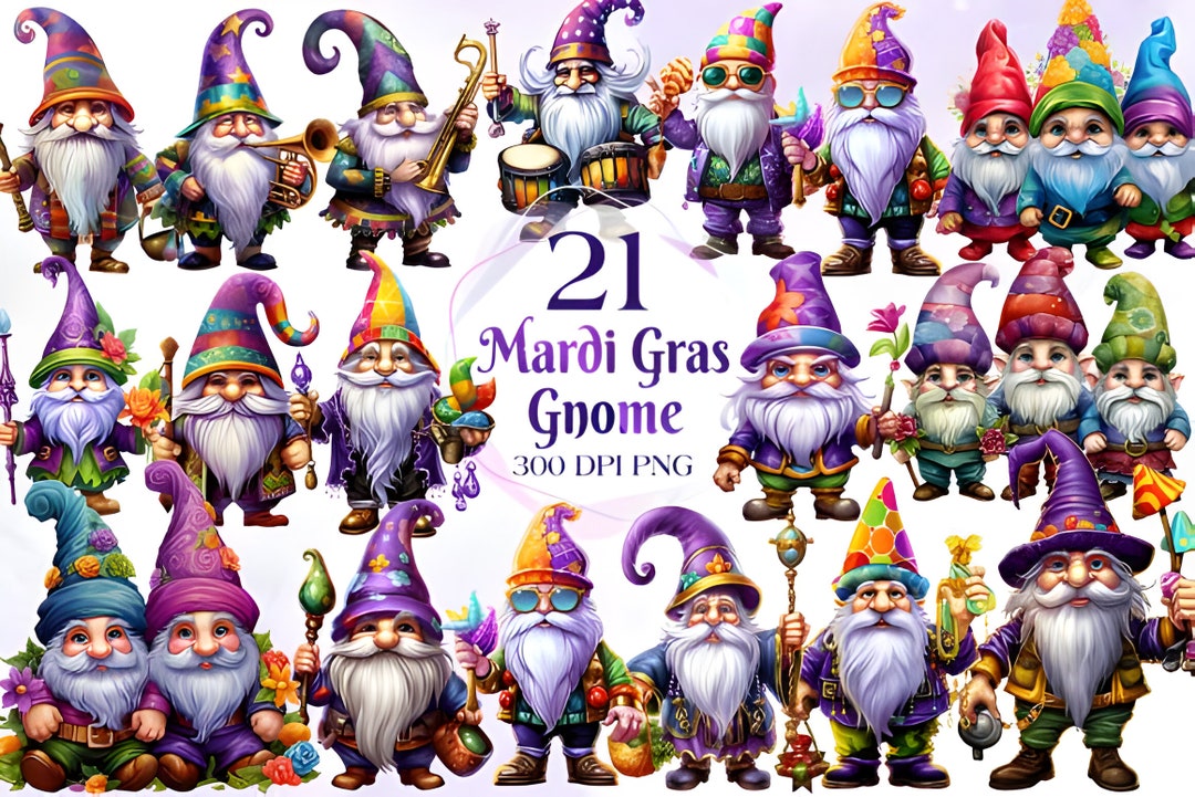 Mardi Gras Gnome Clip Art Clipart Designs Graphics Illustrations ...