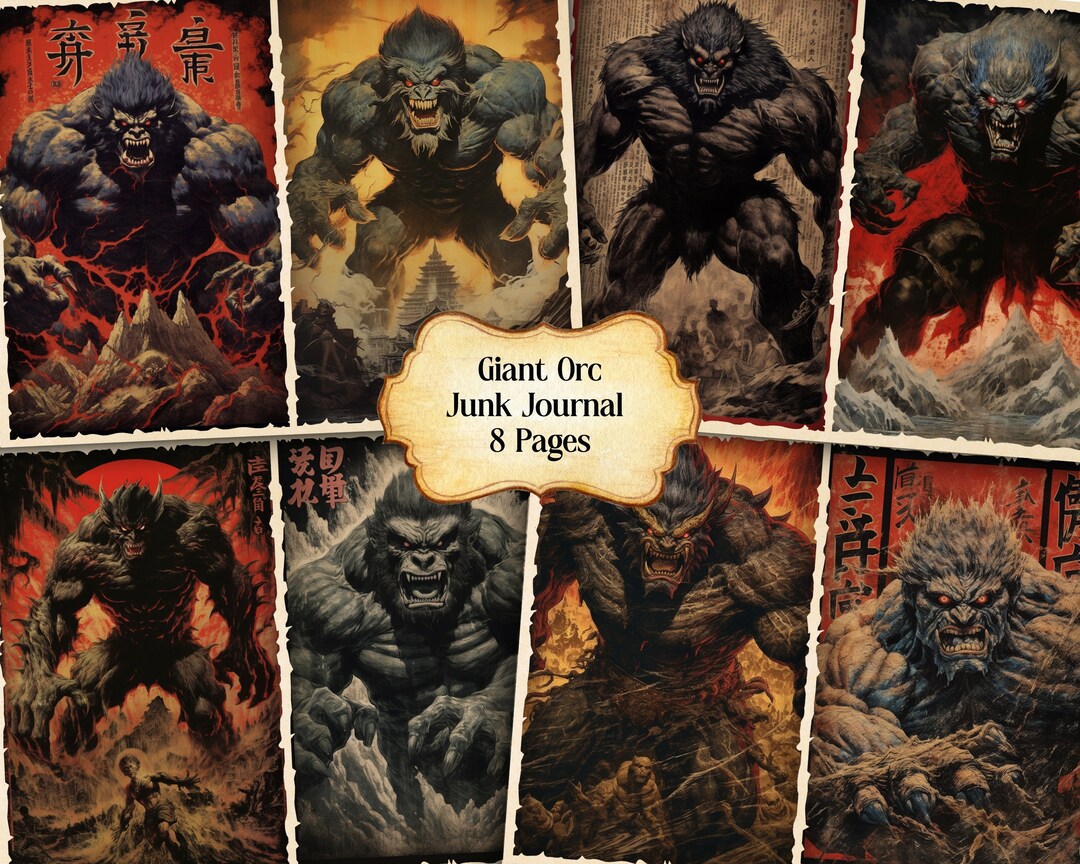 Watercolor Giant Orc Journal Printable Page, Fantasy Horror Orc Junk ...