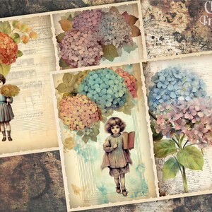 Colorful Hydrangea Junk Journal Printable, Vintage Hydrangea Junk Journal Kit, Junk Journal ...