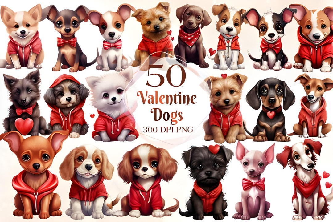Valentine Dog Clipart Bundle Puppy Sublimation Bundle for Valentines ...