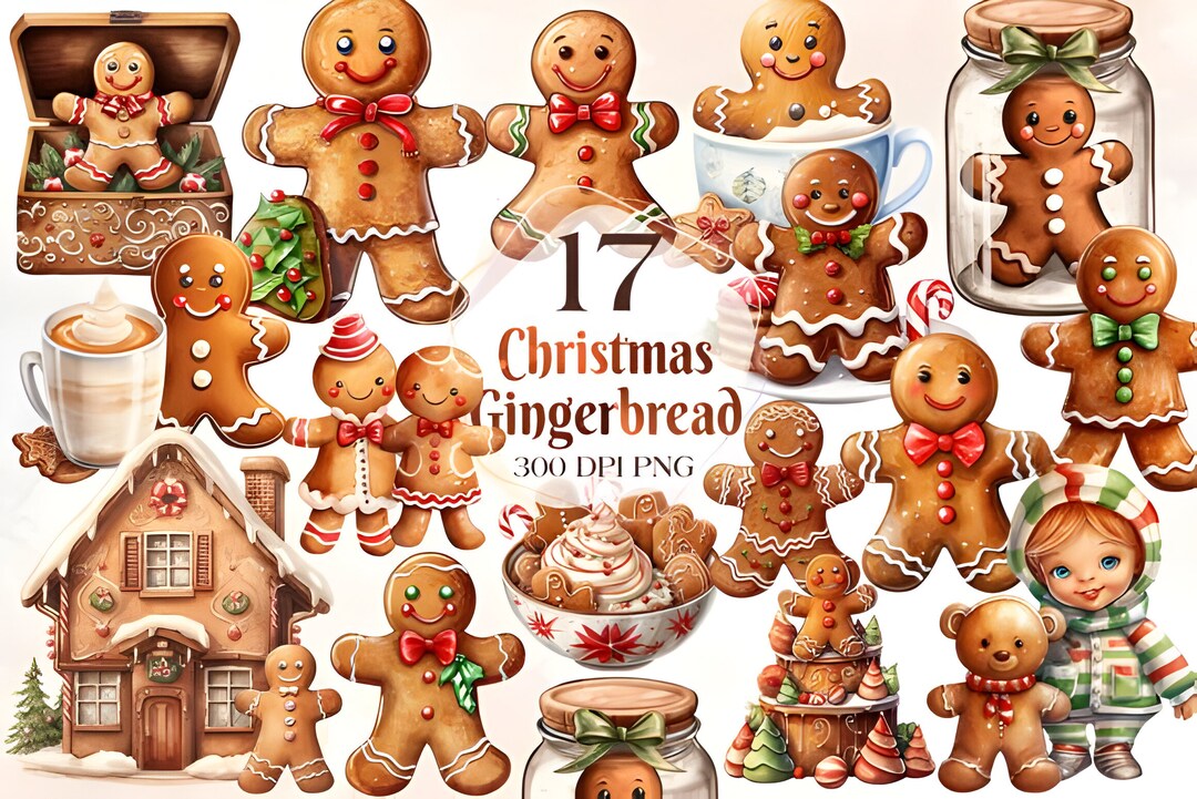 Gingerbread PNG, Christmas Clipart, Winter Clipart, Holiday Clipart ...