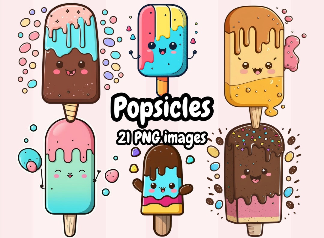 Kawaii Popsicles Clipart - Popsicle Clipart - Instant Download - Summer ...