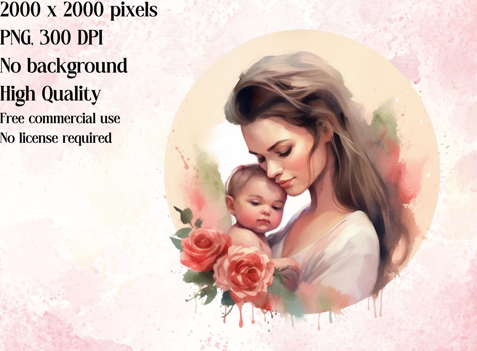 Roses Mother’s Day Clipart, Mother's Clipart, Mother and Child Gift ...