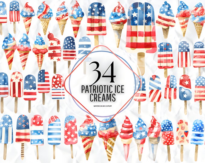 Watercolor Patriotic Ice Cream Png,4th of July Ice Cream ,USA Ice-cream ...