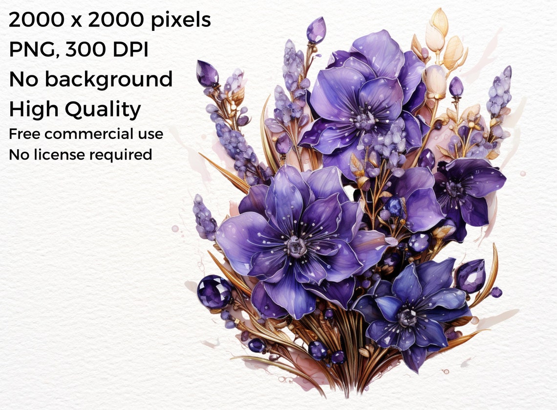 Watercolor Royal Gold Flowers PNG Clipart, Floral Clipart,magical ...