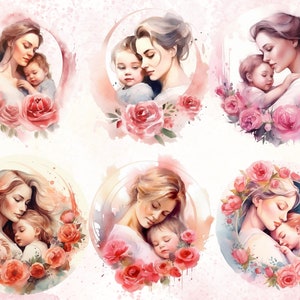 Roses Mother’s Day Clipart, Mother's Clipart, Mother and Child Gift ...