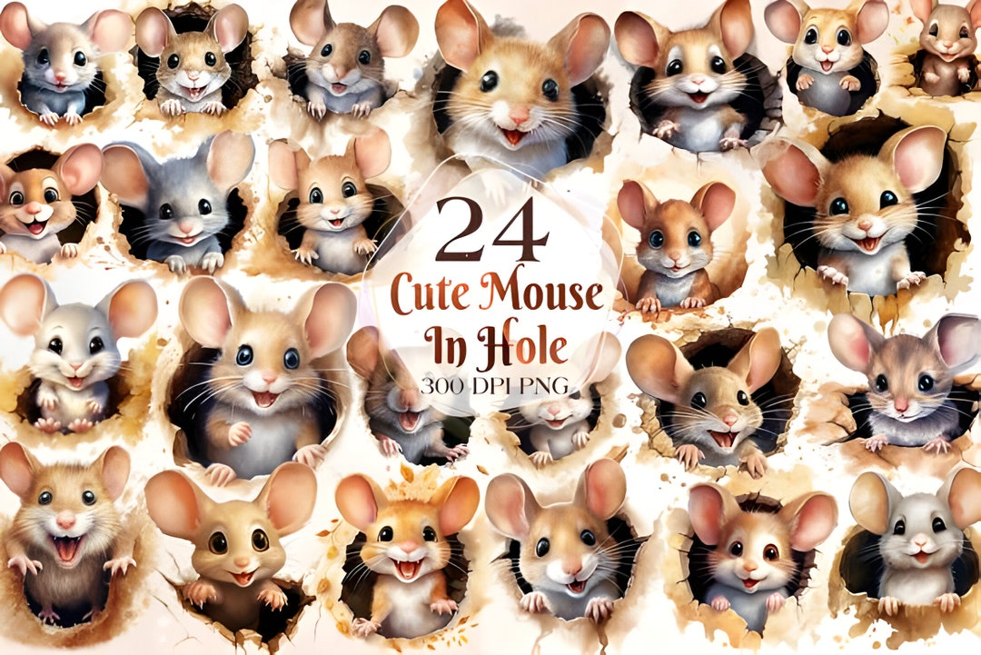Cute Mouse in Hole Clipart High Quality Pngs - Digital Download - Card ...