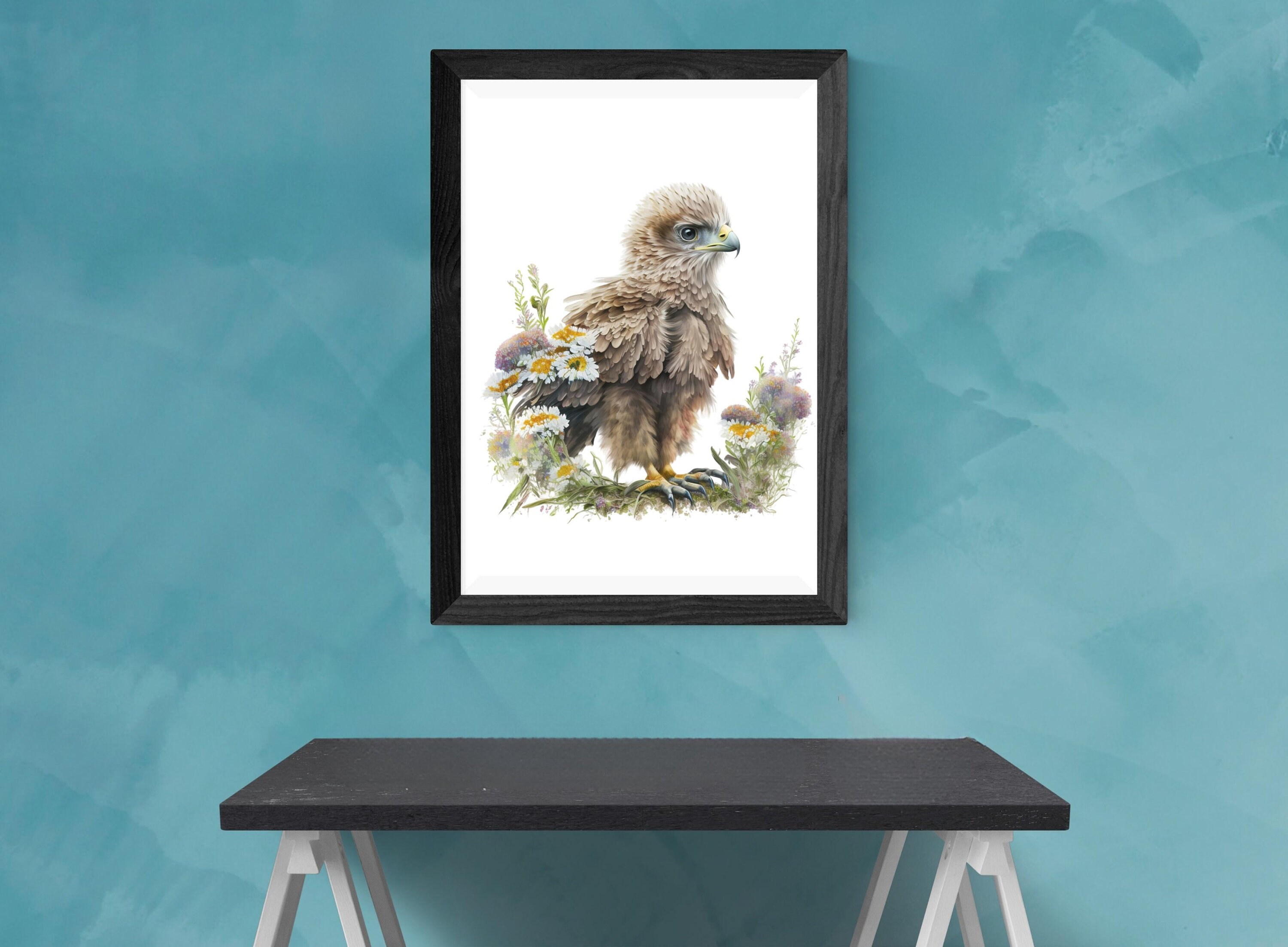 Cute Baby Eagle in Flowers Clipart, Watercolor Eagle Clipart Bundle ...
