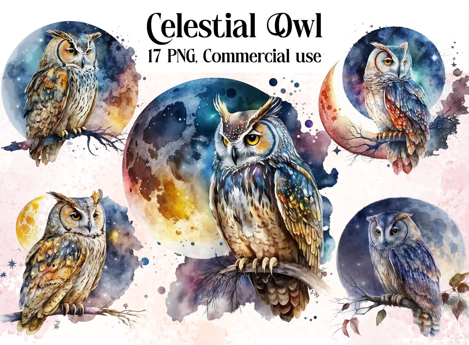 Celestial Owl Clipart, Owl Png, Magic Clip Art, Mystical Clipart ...