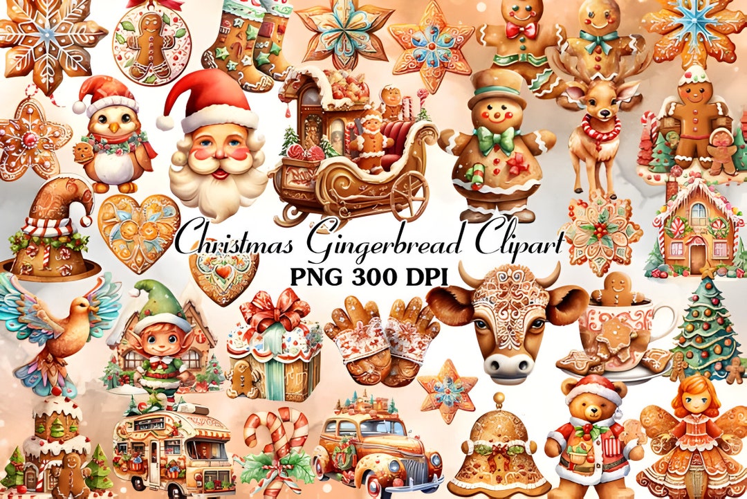 Christmas Gingerbread Clipart Gift, Winter Clipart, Holiday Clipart ...