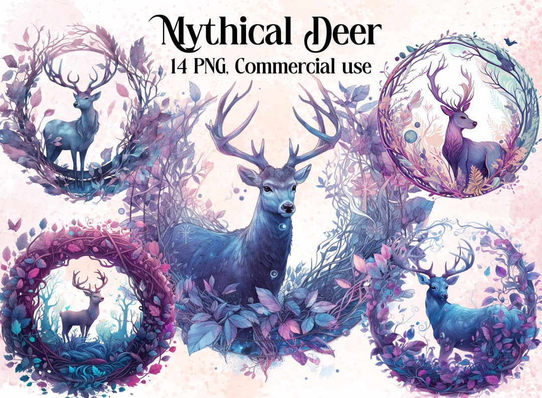 Mythical Deer Clipart Bundle , Deer Png, Magic Clip Art, Mystical ...