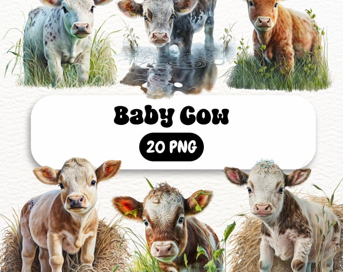 Baby Cow Clipart, Farm Animals PNG, Baby Cow PNG, Calf, Watercolor ...