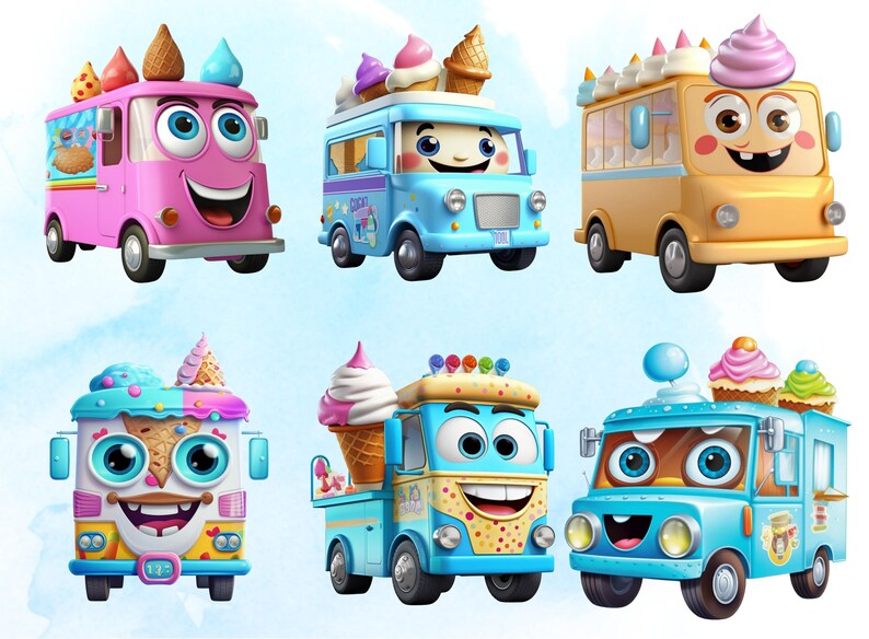 Cute Ice Cream Truck Clipart Cute Truck Cartoon for - Etsy