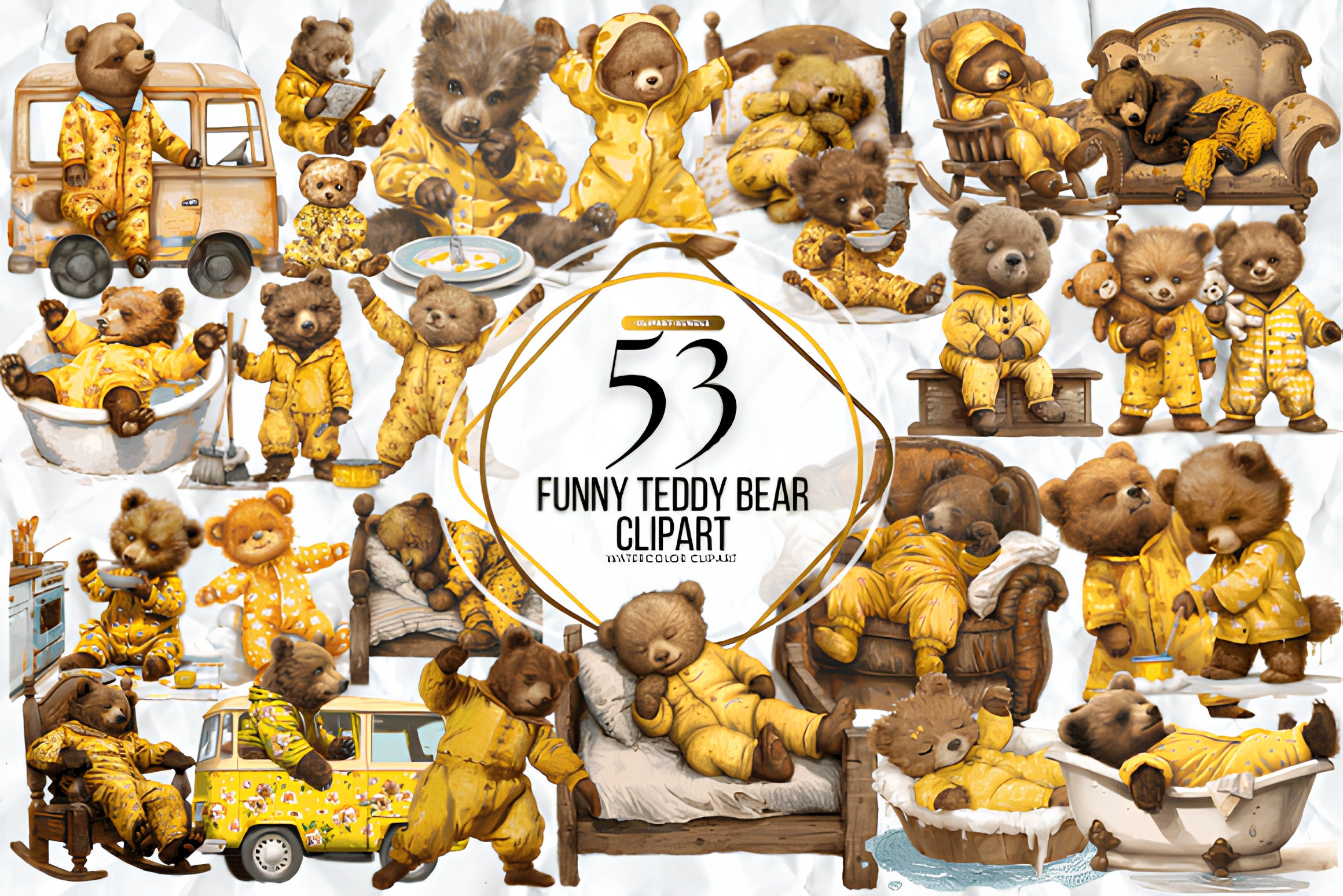 Watercolor Teddy Bear Clipart, Watercolor Baby Shower Clipart, Boho ...