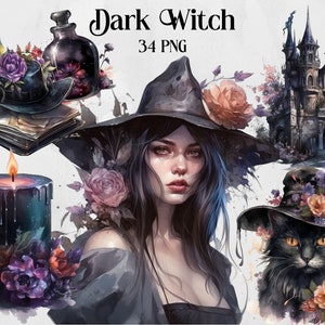 Dark Witch Clipart, Witch Clip Art Png, Fantasy Magic Clip Art ...
