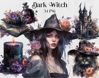 Witchcraft Clipart PNG, Dark Witch Clip Art, Pagan PNG, Magic Mystical ...