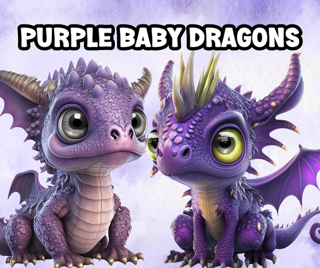 Purple Baby Dragons Cute Clipart Dragon Art Dragon Png - Etsy