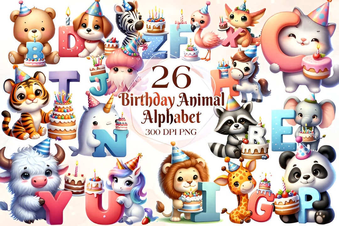 Cute Animal Alphabet Clipart Bundle Gift Transparent PNG, Bundle ...