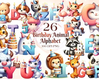 Cute Animal Alphabet Clipart Bundle Transparent PNG, Bundle Clipart ...