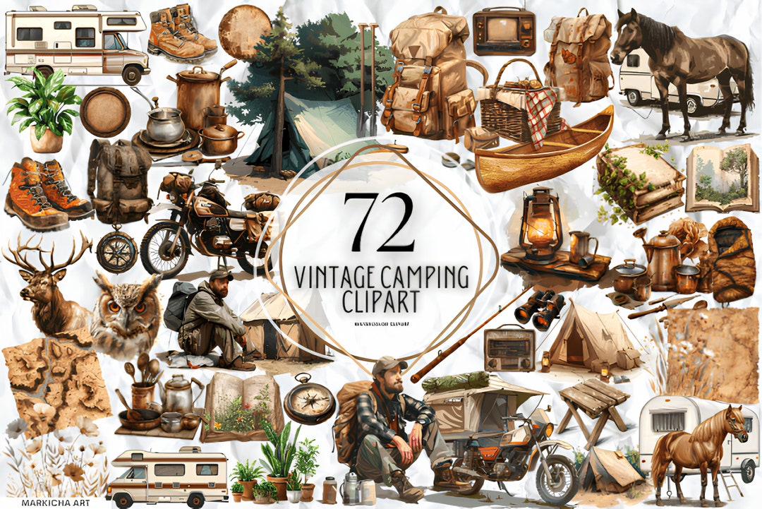 Watercolor Camping Clipart, Travel Clipart, PNG, Adventure, Family ...