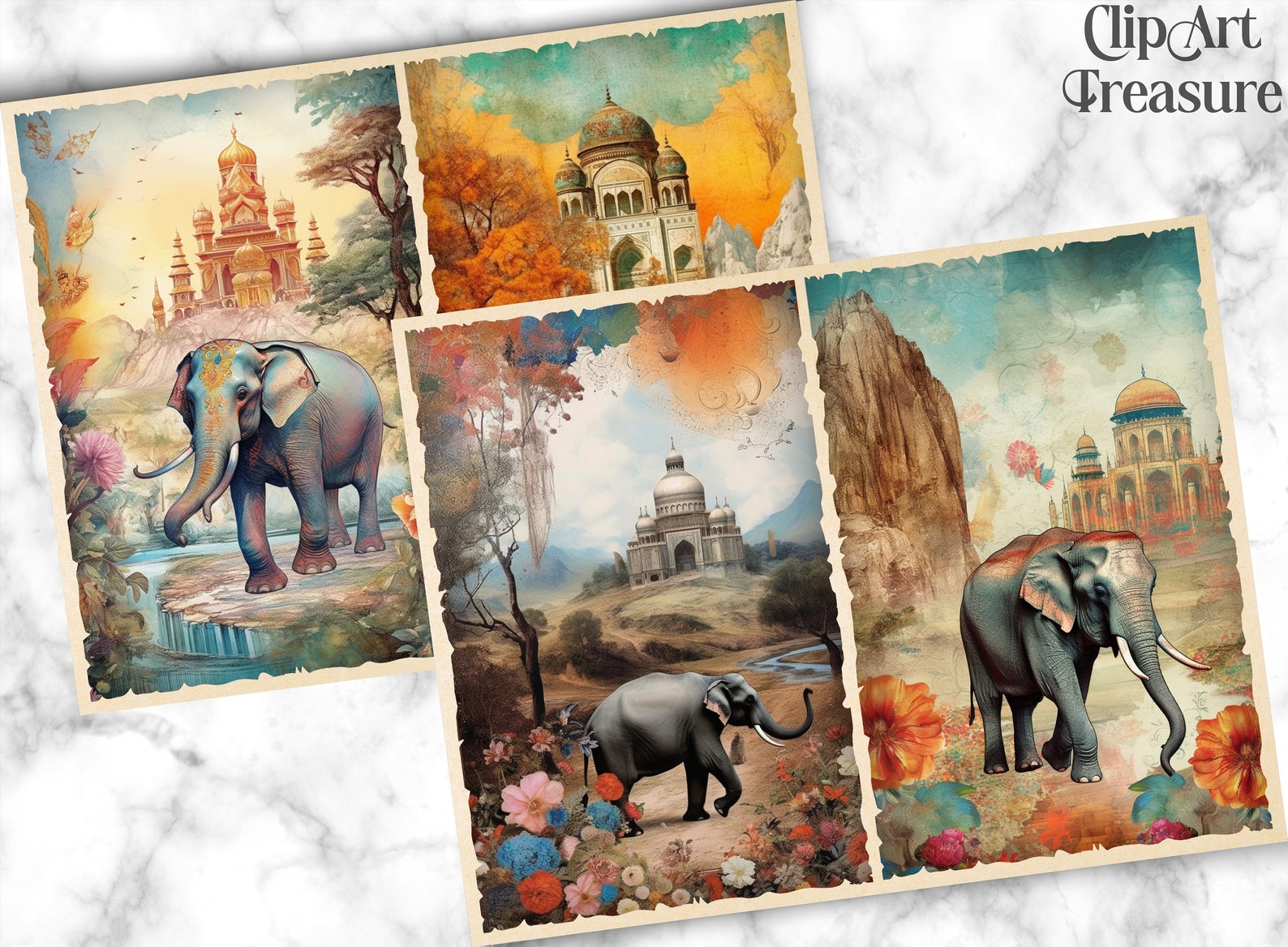 Watercolor Elephant Junk Journal Printable Page, Elephant Junk Journal ...