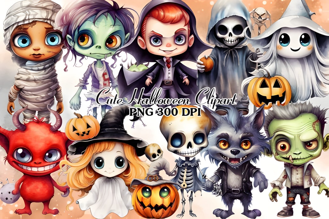 Cute Halloween Watercolor Clipart Bundle | PNG Trick or Treat Images ...