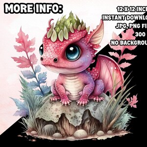 Watercolor Floral Baby Dragons Clipart, Flowers Baby Dragons Clip Art ...