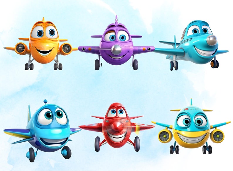 Cute Planes Clipart Baby Cute Vehicles Cartoon for - Etsy
