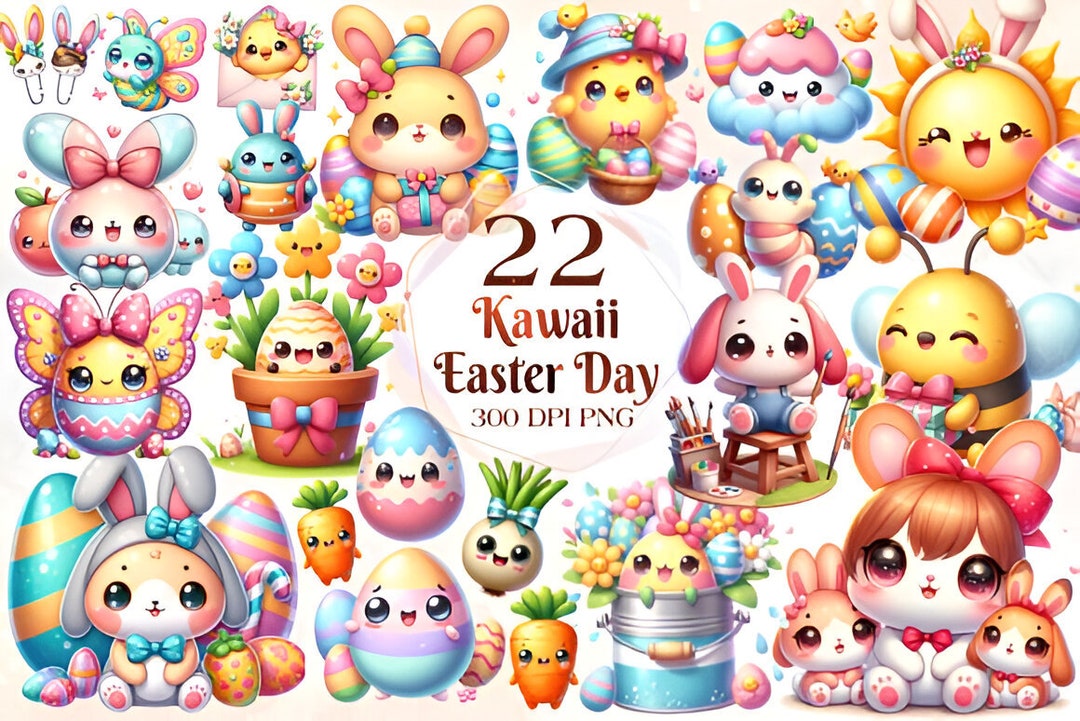 Kawaii Easter Day Clipart - Kawaii Download - Instant Download ...