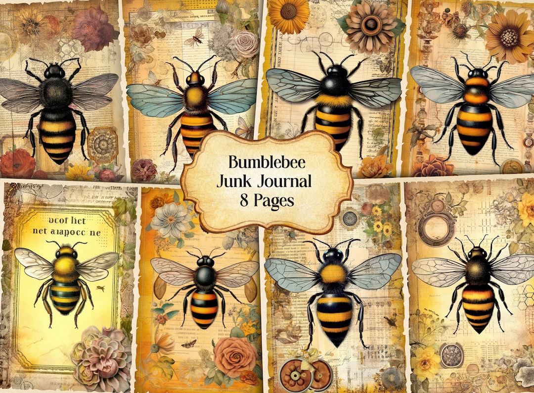 Watercolor Bumblebee Junk Journal Printable Page, Bumblebee Junk ...