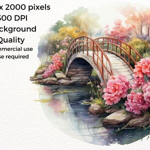 Garden Bridge Carnation Flowers Clipart, Garden Digital Watercolor Png ...