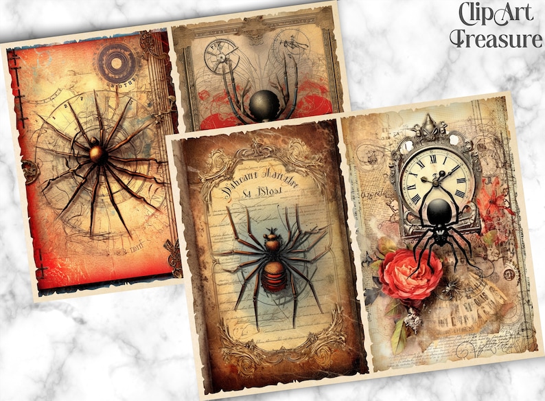 Watercolor Spider Junk Journal Printable Page, Spider Junk Journal ...