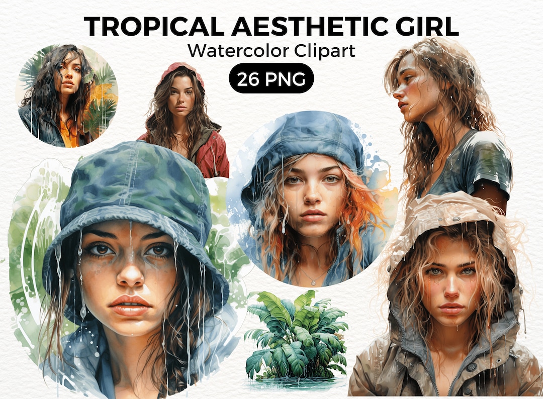 Tropical Monsoon Girl Clipart, Beautiful Tropical Girl, Tropical ...