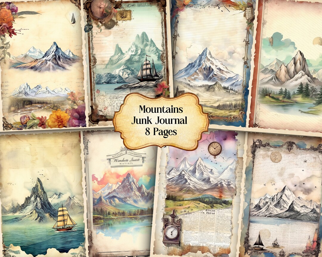Watercolor Mountains Journal Printable Page, Mountains Landscape Junk ...