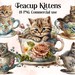 Watercolour Vintage Teacup Kittens Clipart - Kawaii Cat PNG Digital ...