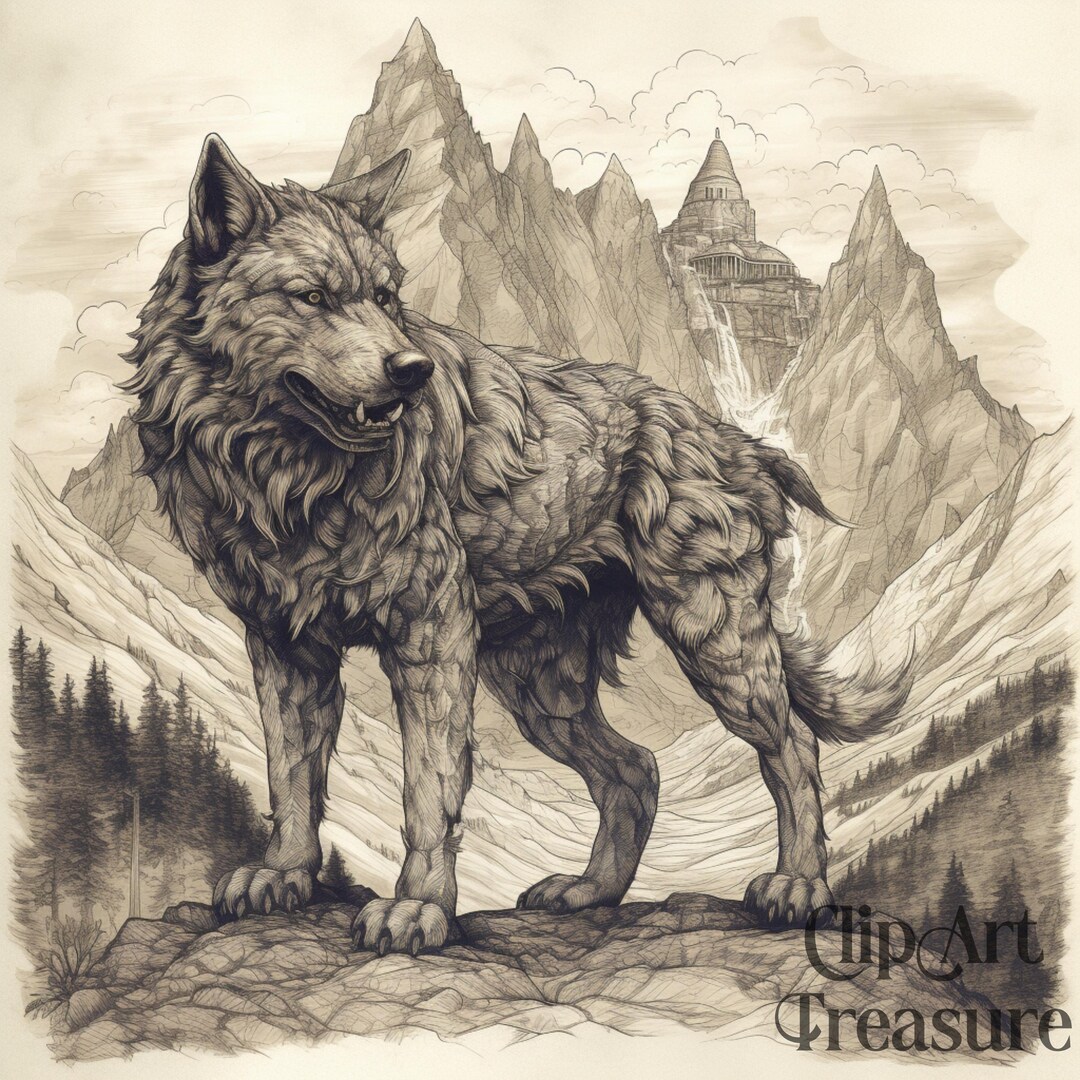 Giant Wolf Digital Wall Art Fantasy Giant Wolf Art Png Jpg - Etsy