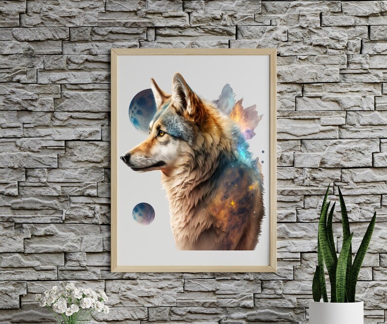 Watercolour Style Cosmic Wolves Clipart Bundle Celestial - Etsy
