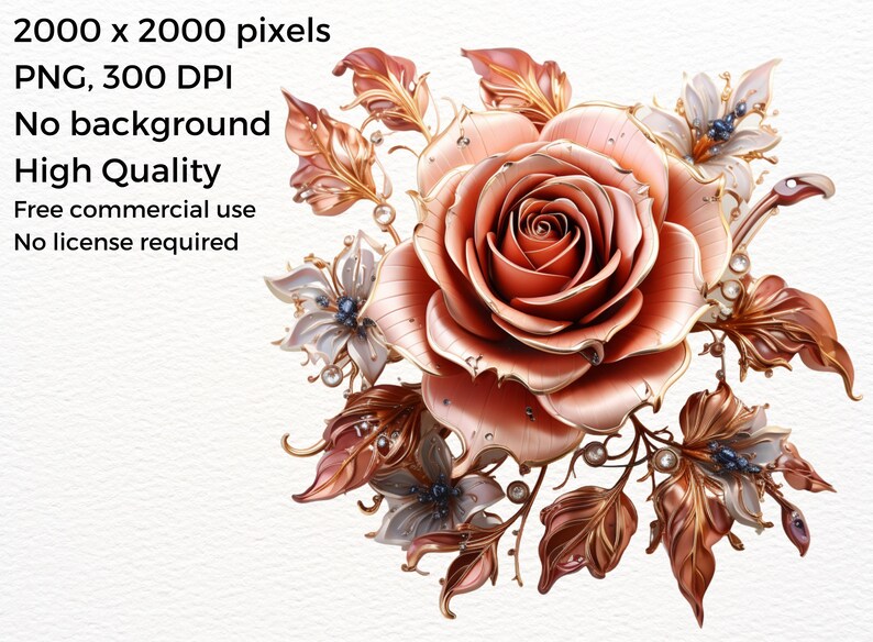 Watercolor Royal Rose Gold Roses Flowers PNG Clipart, Floral Clip Art ...