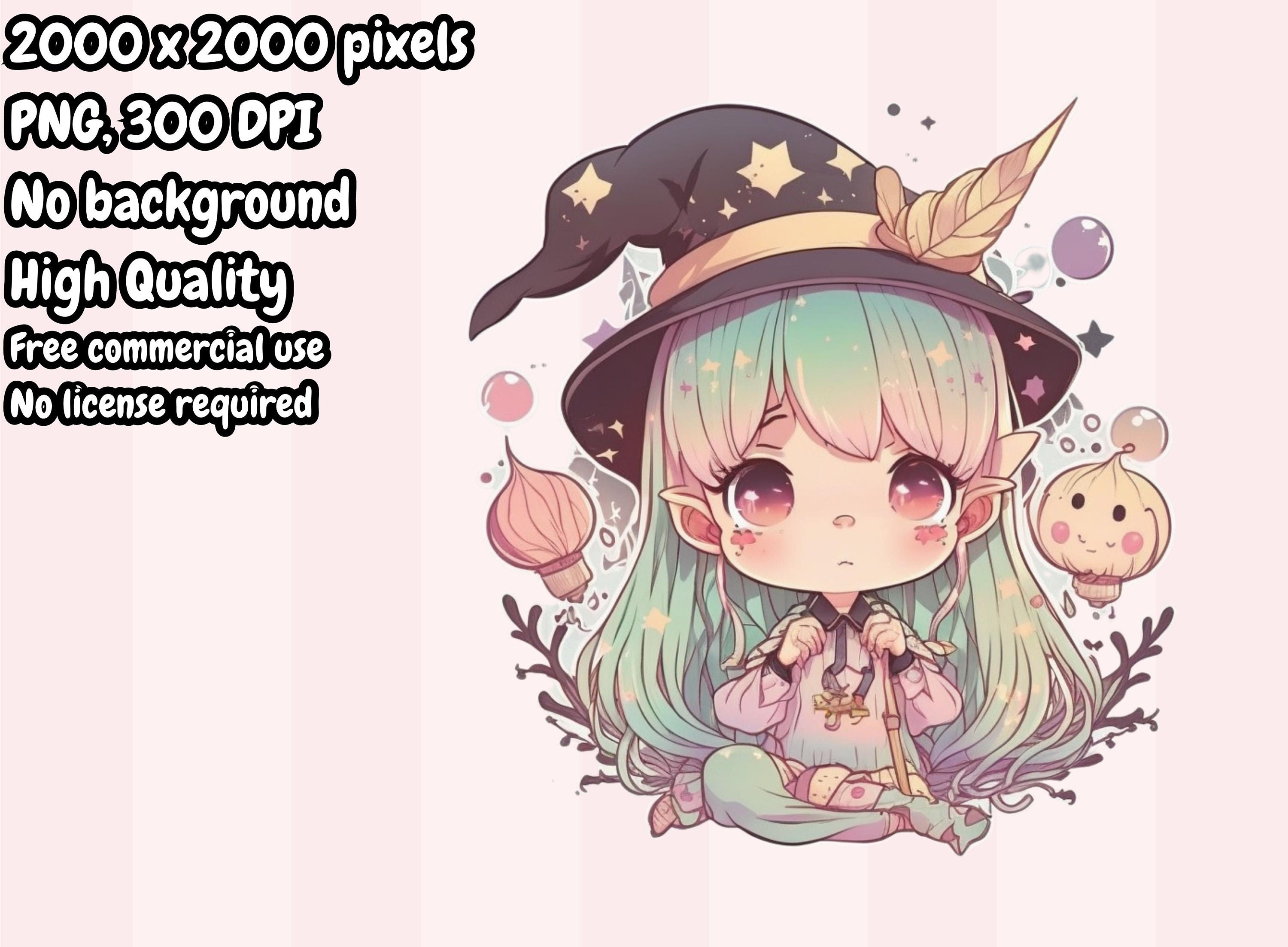 Pastel Witch Kawaii Clipart Witch Clip Art Fantasy Magic - Etsy
