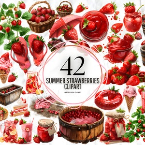 Watercolor Strawberry Clipart Bundle-sublimation Illustrations for ...