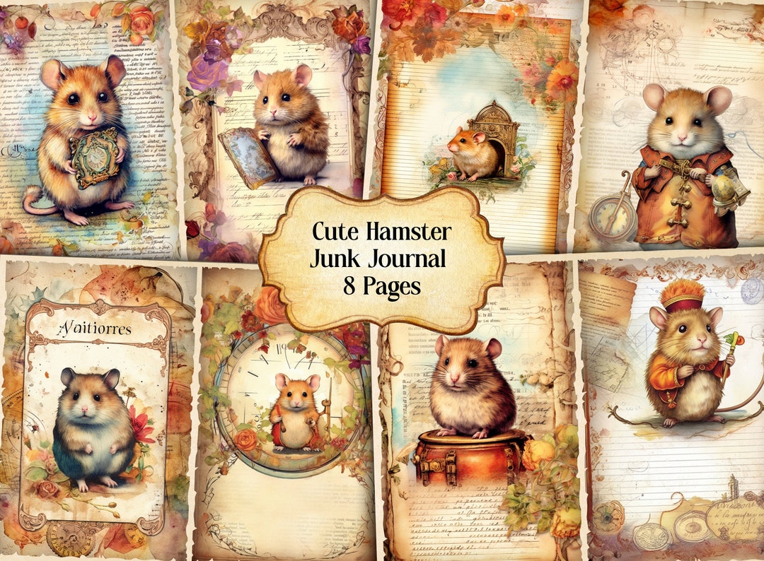 Watercolor Cute Hamster Junk Journal Printable Page, Hamster Junk ...