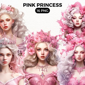 Pink Princess Clipart - PNG Digital Image Downloads for Card Making ...