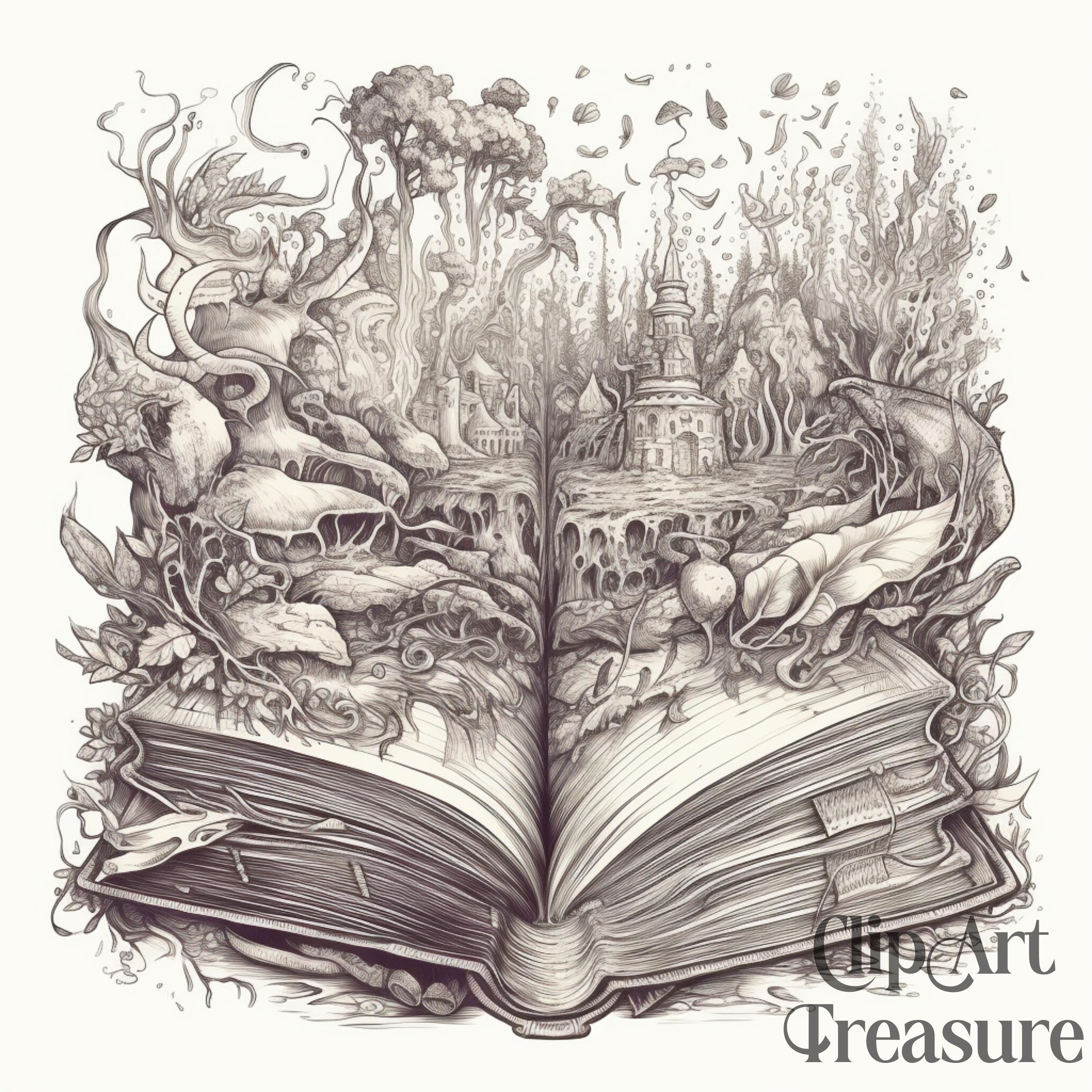 Fantasy Magic Book Wall Art Open Book Wall Art Mystical Book - Etsy