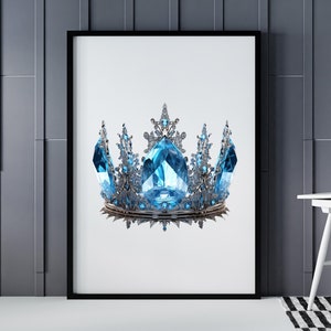 Crystal Frozen Royal Crowns Clipart, Watercolor Fantasy Clipart ...