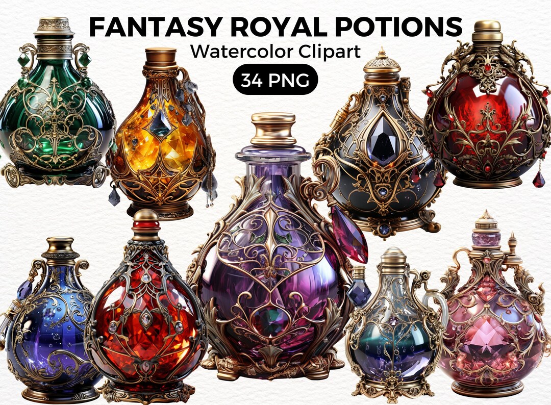 Fantasy Royal Potions Clipart PNG | Beautiful Witchy Fantasy Clip Art ...