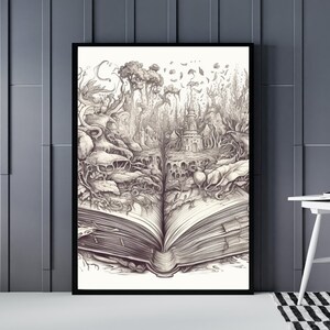 Fantasy Magic Book Wall Art, Open Book Wall Art, Mystical Book Art JPG ...