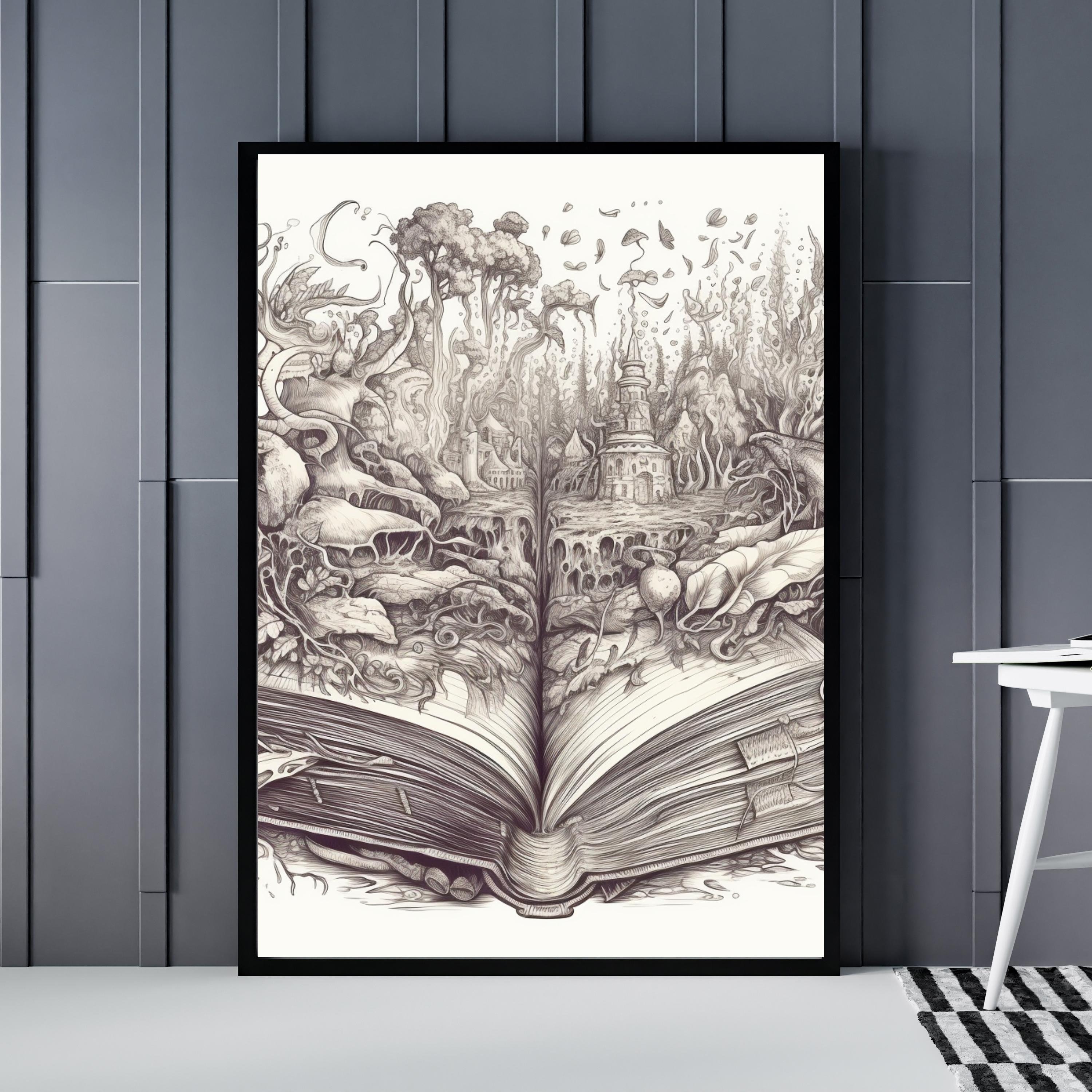 Fantasy Magic Book Wall Art Open Book Wall Art Mystical Book - Etsy