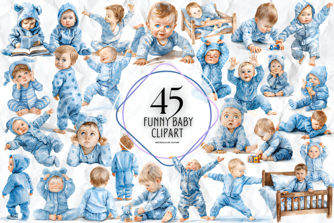 55 Watercolor Cute Babies Clipart, Newborn Baby, Clipart Baby,nursery ...